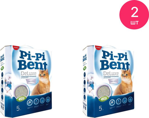Наполнитель для кошачьего туалета Pi Pi Bent Пи Пи Бент Deluxe комкующийся с ароматом чистого