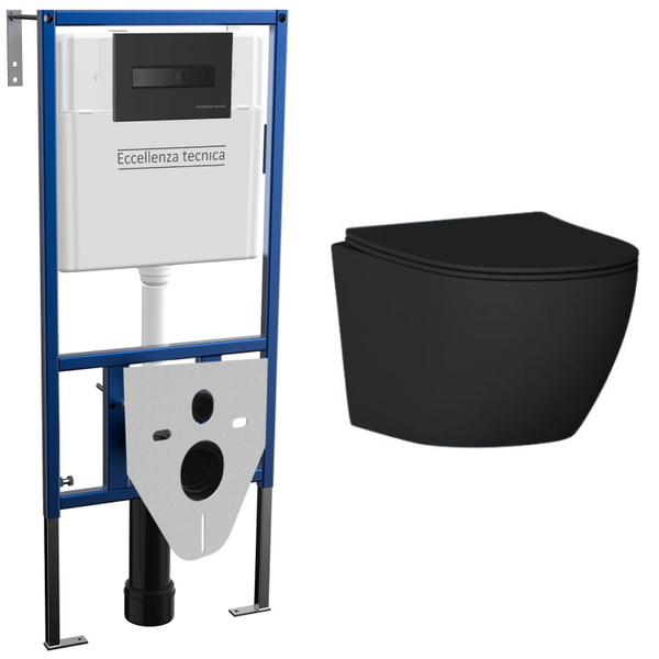 Инсталляция с подвесным унитазом Helmken 35103001B комплект 4 в 1: подвесной безободковый унитаз ...