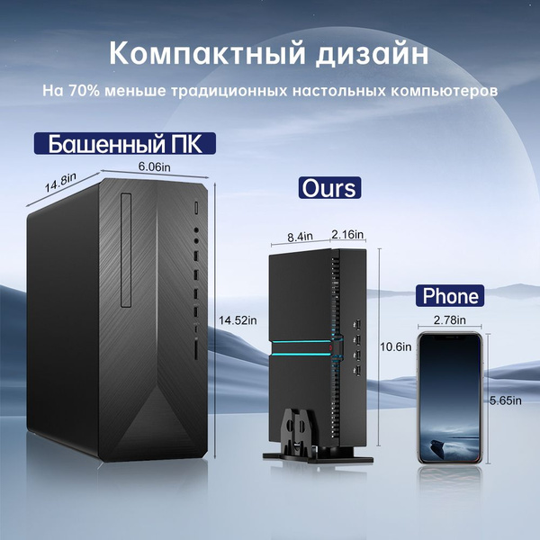 TOPTON Мини-ПК MV300-13TH (Intel Core i9-13900F, RAM 64 ГБ, SSD 4096 ГБ ...