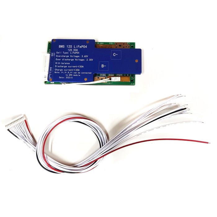 BMS плата управления аккумулятором LiFePO4 12s 36V(43,8V) 50A ...