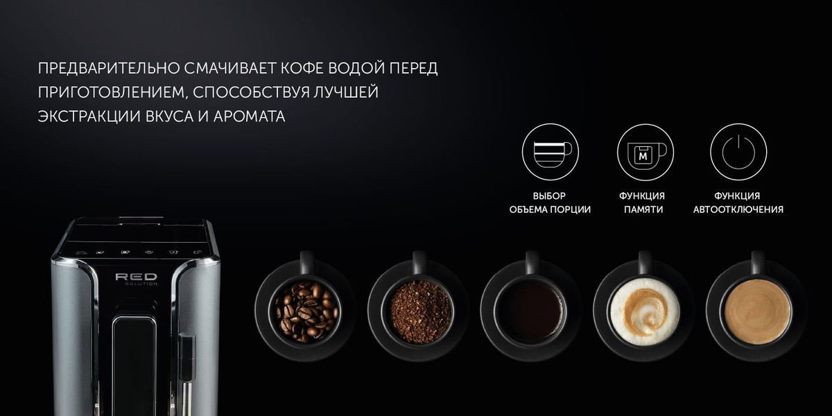 Автоматическая кофемашина RED solution КофемашинаRCM1, черно-серый ...