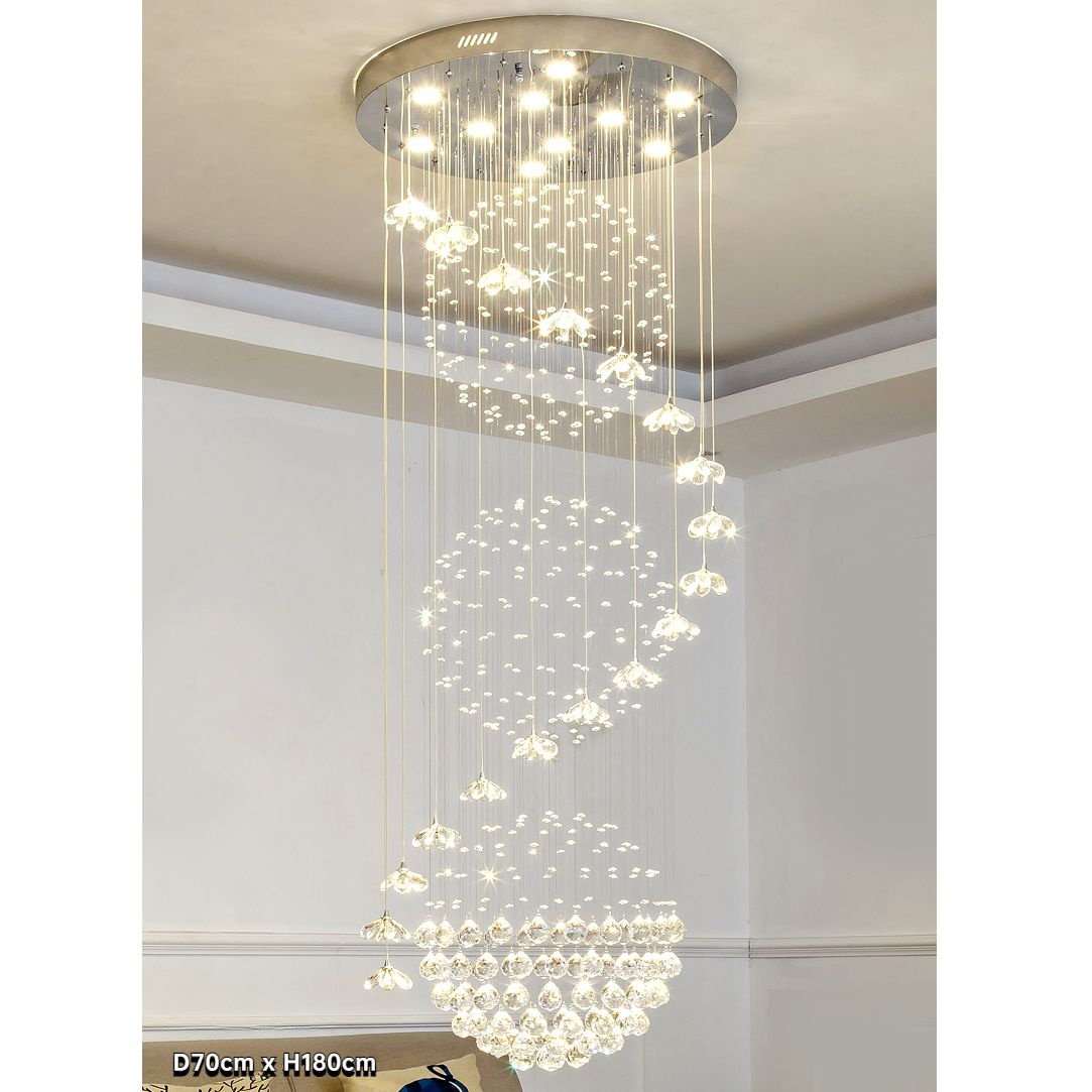 Люстра потолочнаяHOMWEERUNLED роскошная хром Длинная спираль ...