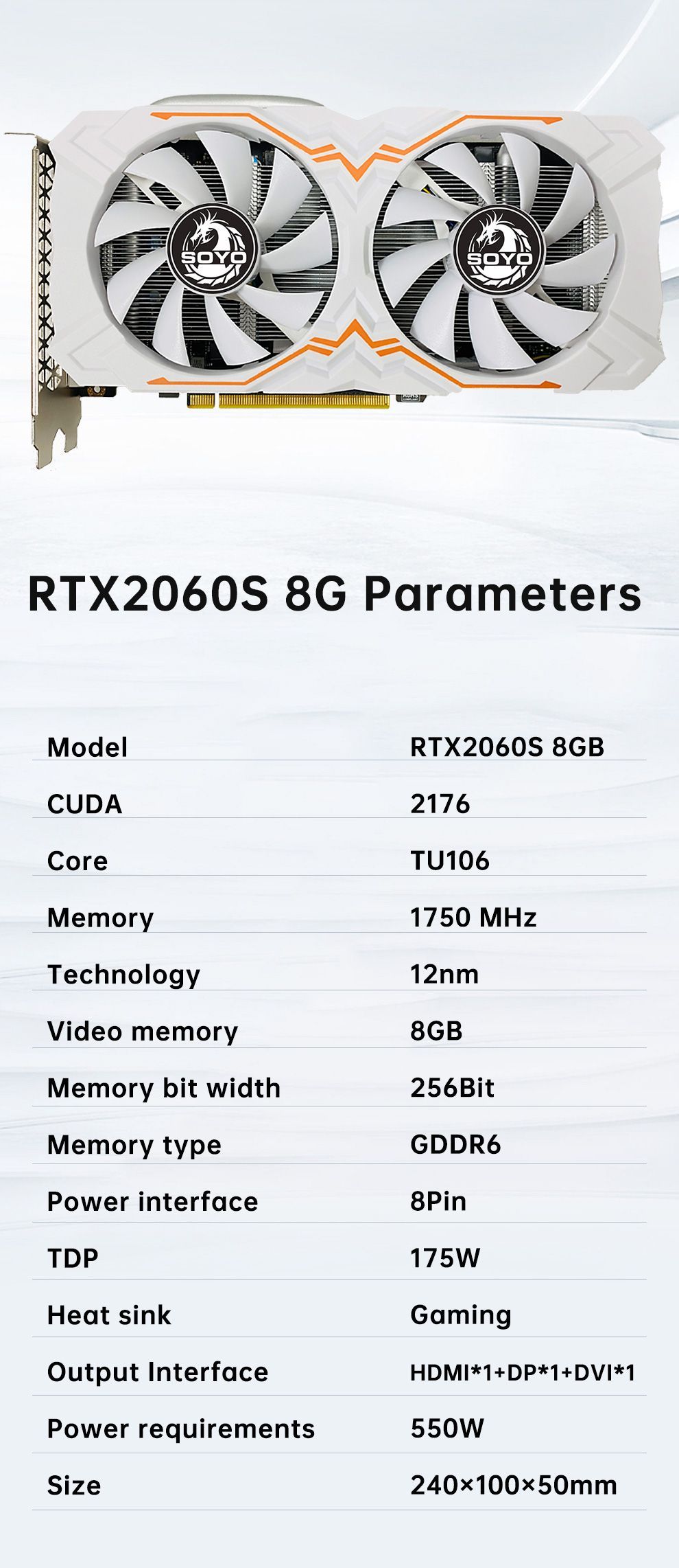 Видеокарта SOYO GeForce RTX 2060 SUPER, 8 ГБ GDDR6, GDDR6 - купить по ...