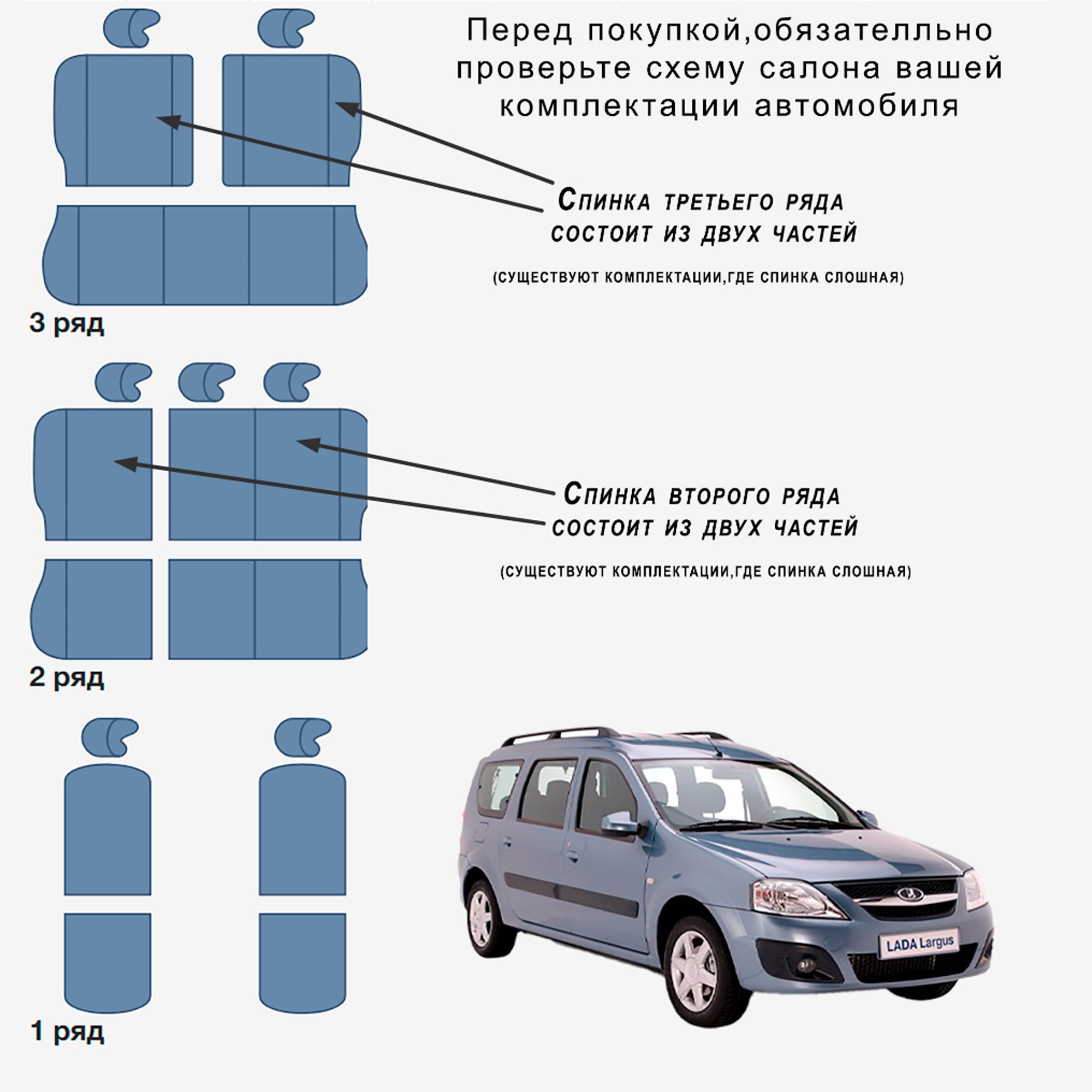 Чехлы для LADA Largus 7 мест 2012-2020. Авточехлы Автопилот на сиденья ...