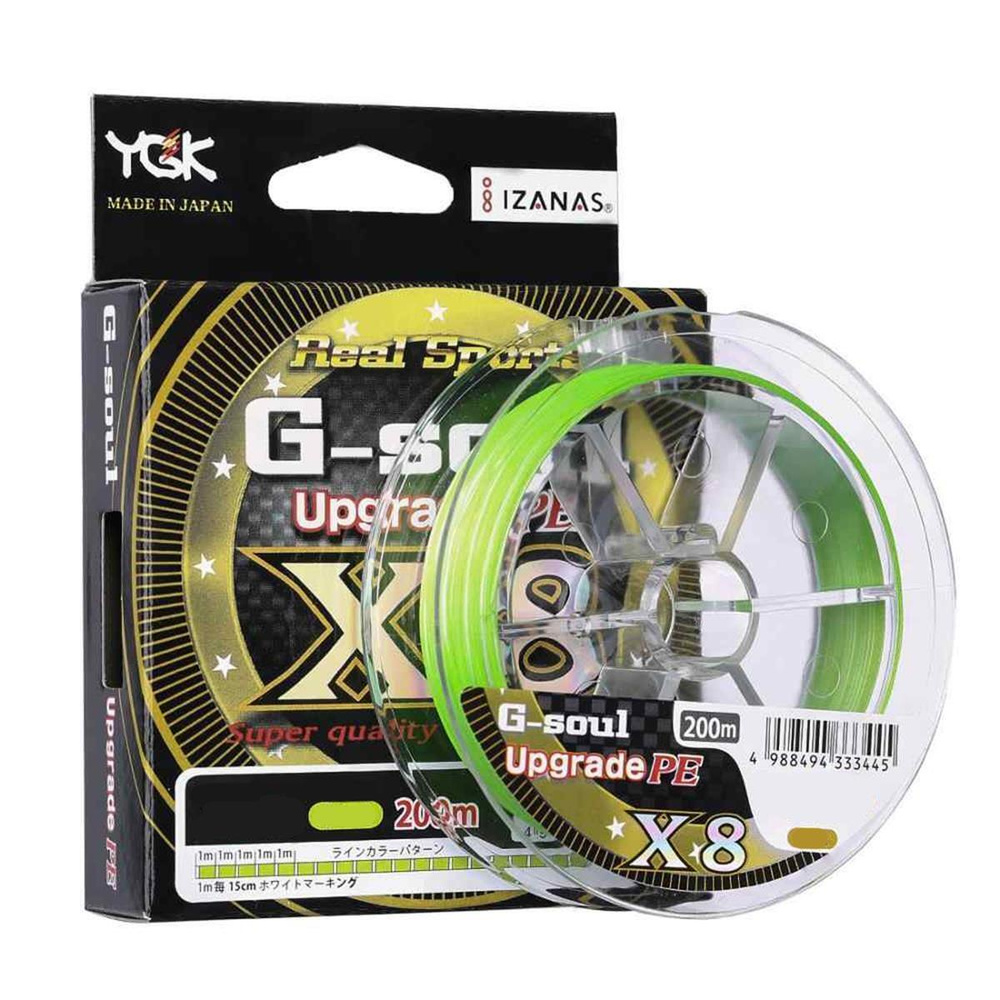Монофильная леска для рыбалки YGK Шнур G-Soul Upgrade X8 200m 0.8 (0.148mm) 16 lb, 1 шт. по 200 ...