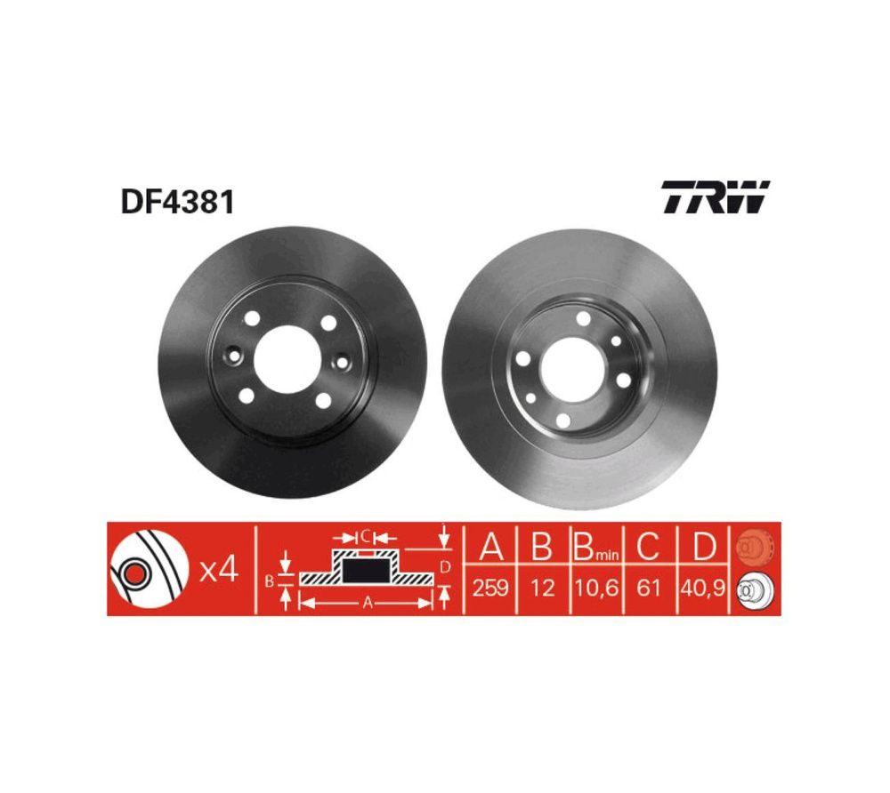 Диск тормозной, TRW DF4381 - купить по низкой цене в интернет-магазине ...
