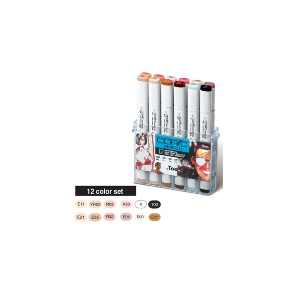 Набор Copic Sketch "Skin Tone colours" 12 маркеров двухсторонних в пластиковом пенале - купить с ...