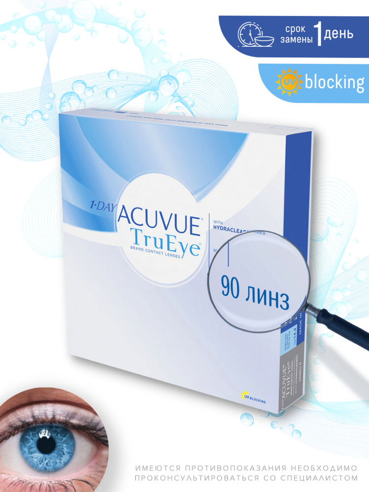 Контактные линзы ACUVUE 1-Day TruEye (90 линз) -3.75 R 8.5, однодневные ...