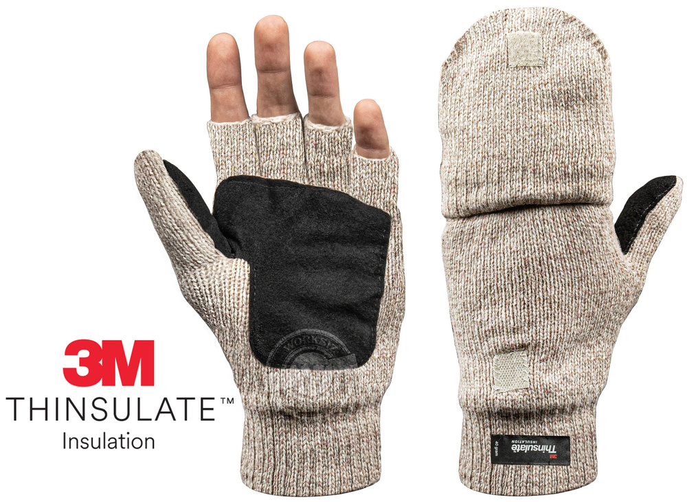 Перчатки Перчатки-варежки шерстяные "Иней" с утеплителем 3M Тинсулейт ( Thinsulate ), 10 размер ...