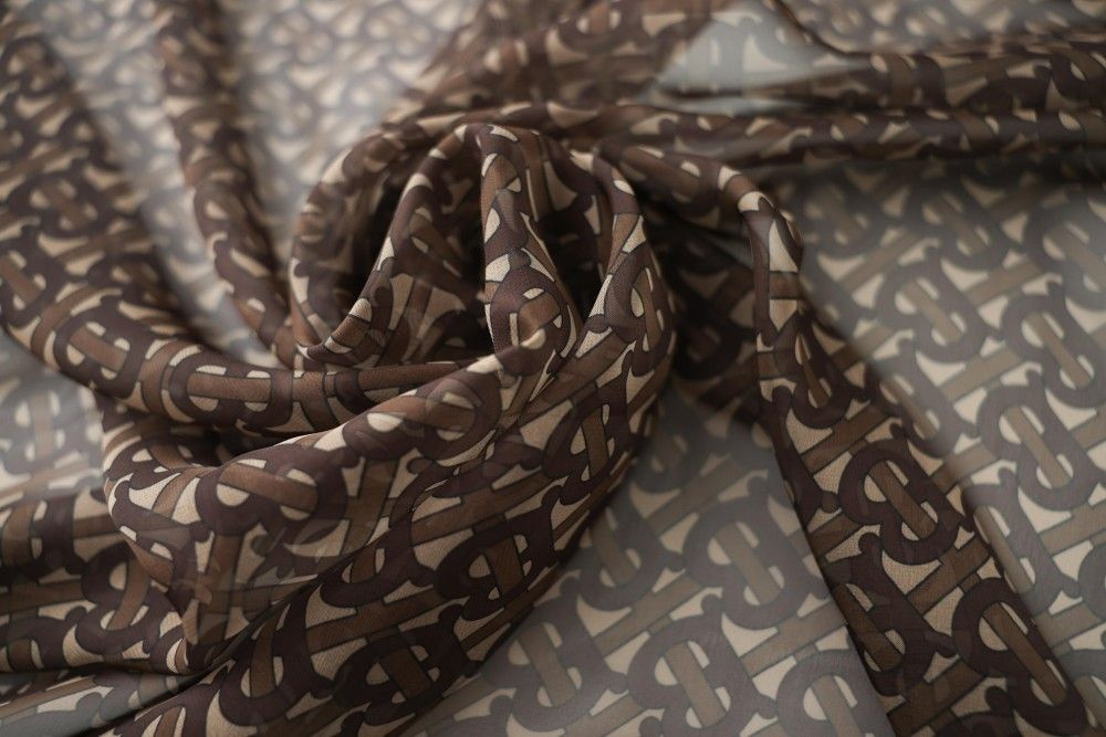 Ткань шелковый шифон с логотипами - купить с доставкой по выгодным ...