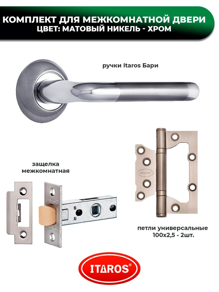 Готовый комплект на межкомнатную дверь ручки Itaros Бари, защелка и 2 ...