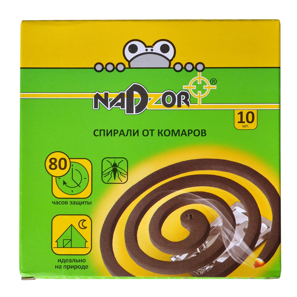 Спирали от комаров Nadzor 10 шт в упаковке, 80 часов защиты купить на OZON по низкой цене ...