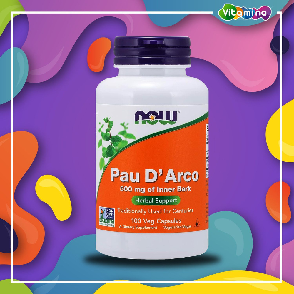 Pau D'Arco NOW, Пау Де Арко, Кора Муравьиного Дерева 500 мг (100 капсул ...