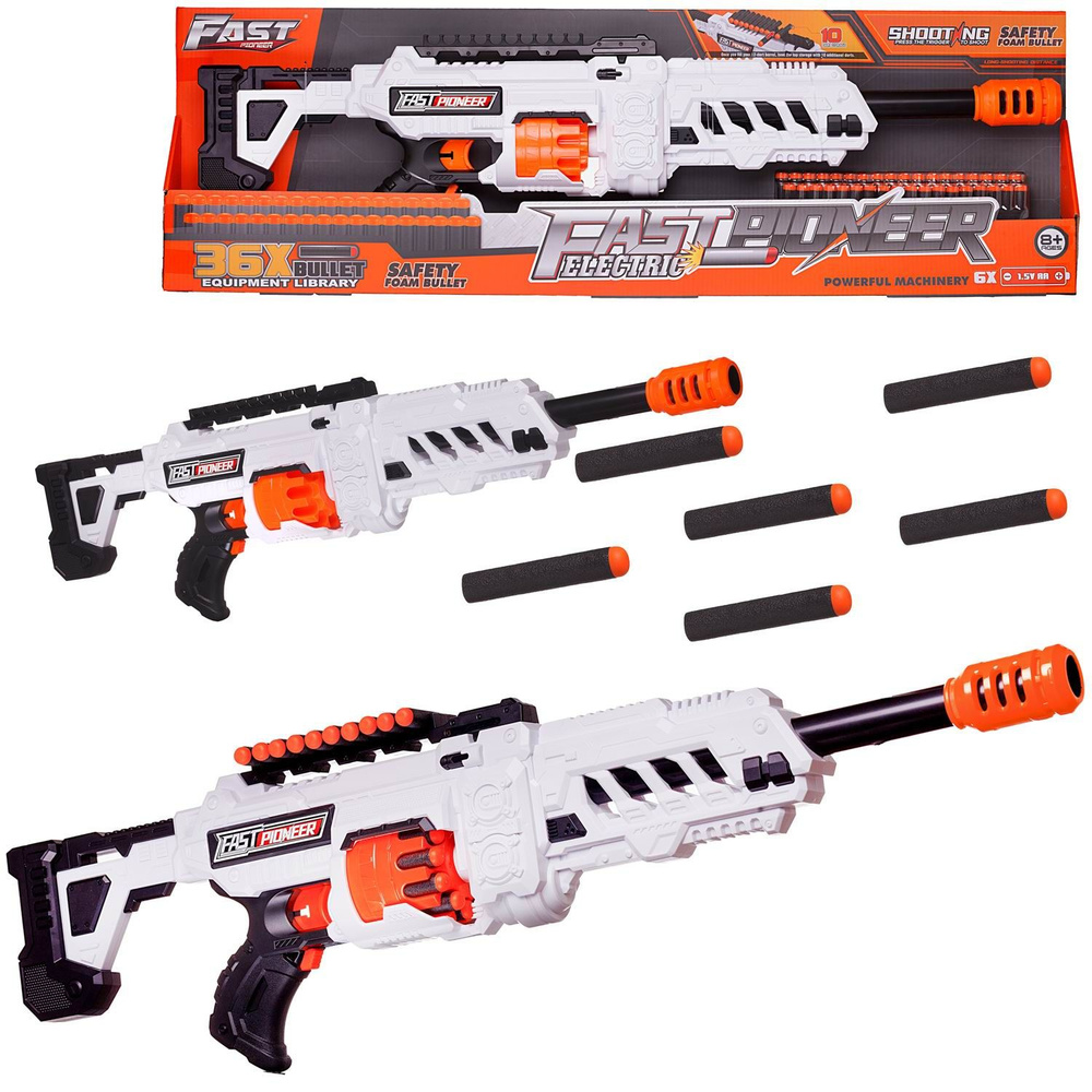 Бластер автоматический Junfa Fast Pioneer 81 см c 36 мягкими пулями - купить с доставкой по ...