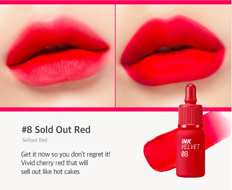 Peripera Ink Velvet Tint #08 Sellout Red Матовая помада-тинт с красным ...