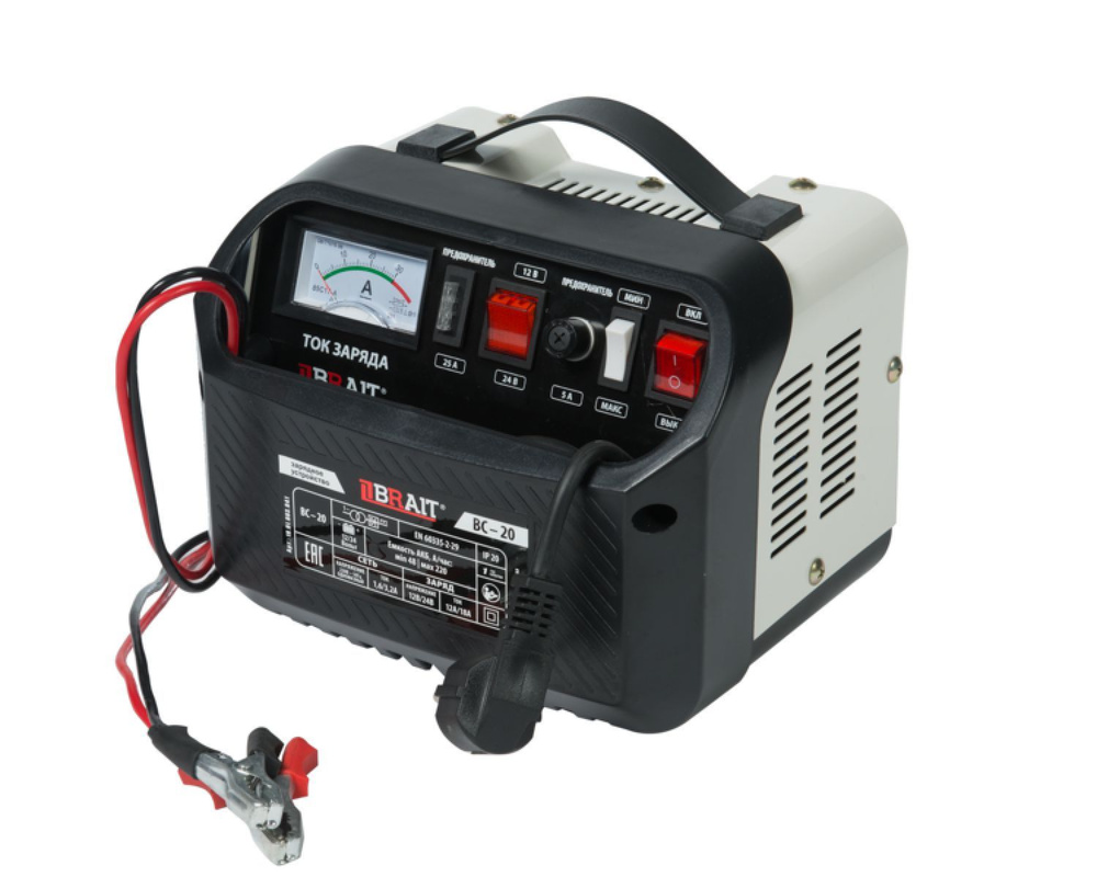 Устройство зарядное BRAIT BC-20 (Напряжение 12/24В, емкость 20-140А/ч, сеть 220В-50Гц, ток 11А ...