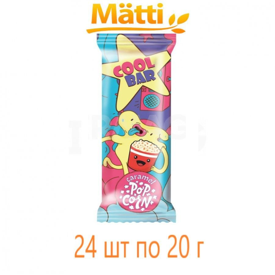Батончик злаковый Matti Криспи Карамельный попкорн 24 шт по20 г ...