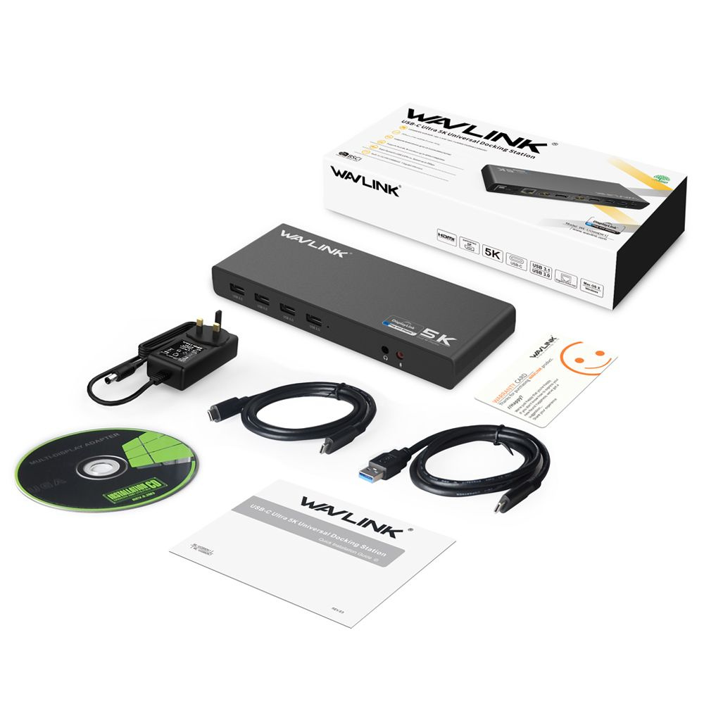 Универсальная док-станция Wavlink Displaylink 5K USB-C двойной дисплей ...