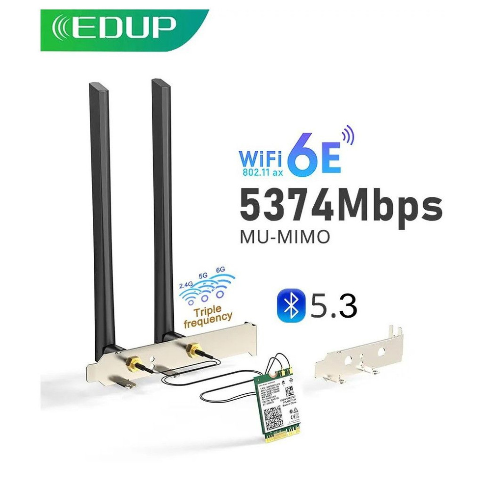 EDUP WiFi 6E M.2 адаптер Intel AX210, 5374 Мбит/с, Bluetooth 5.3, 802.11AX - купить с доставкой ...