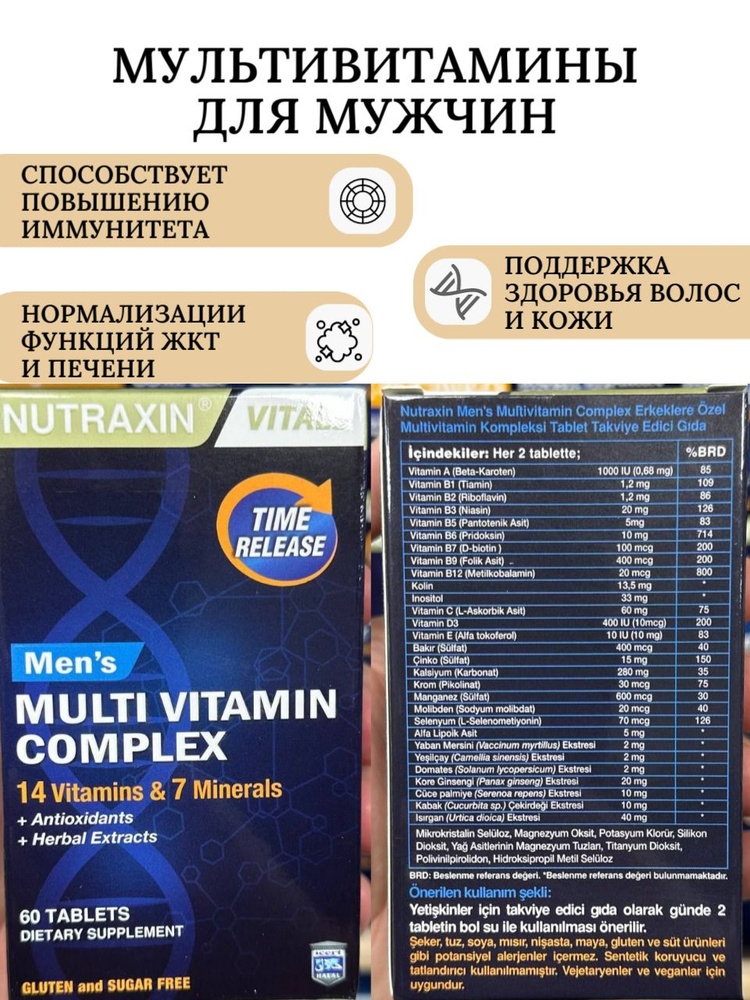 Nutraxin Mens Multi Vitamin Complex витаминно-минеральный комплекс с особой формулой необходимых ...