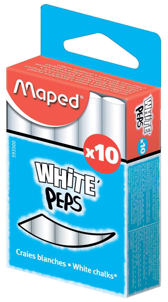 Мел Maped White'Peps белый, круглый, без грязи, 10 штук - купить с ...