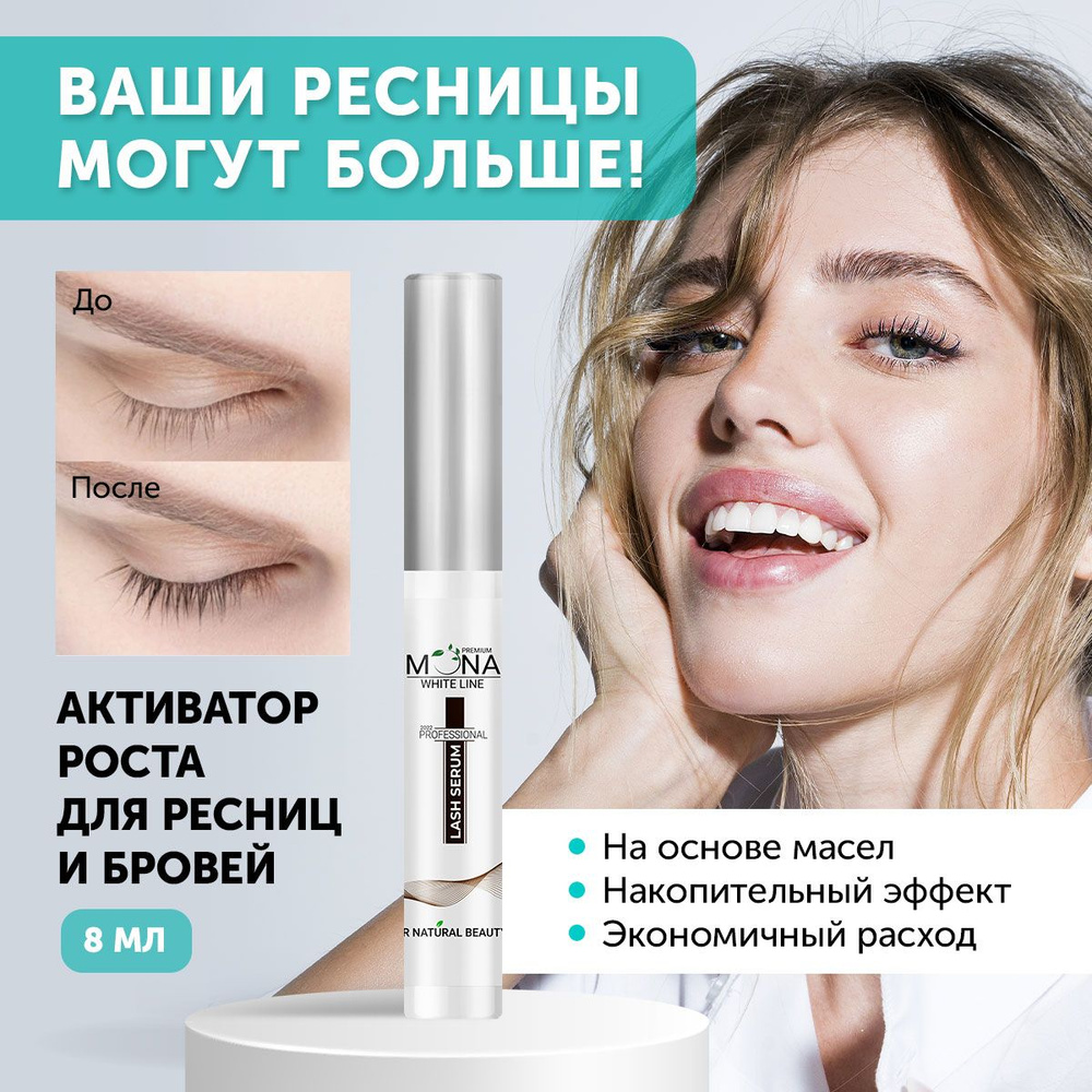 Сыворотка для роста ресниц и бровей с пептидами Мона Премиум ...