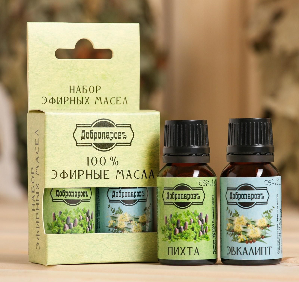Набор эфирных масел пихта, эвкалипт, Добропаровъ, 2 шт по 15 мл ...