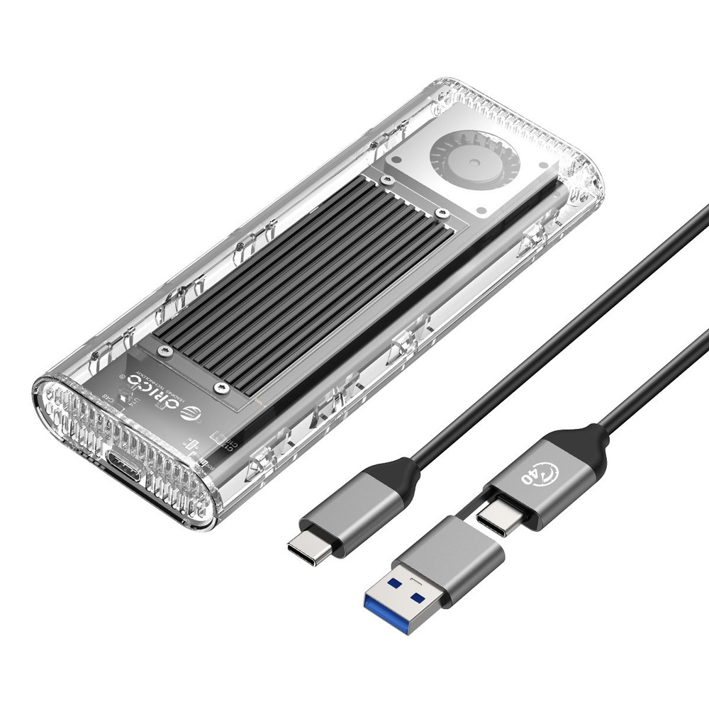 Корпус M 2 Usb4 Orico Tcm2 U4 Внешний корпус Nvme Ssd Max 40 Гбит с Прозрачный ПК алюминиевый