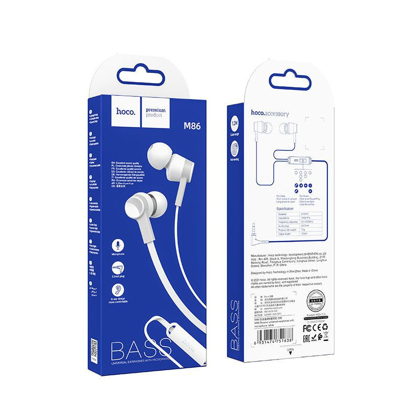 Наушники Внутриканальные hoco hoco M86 Oceanic universal earphones with ...