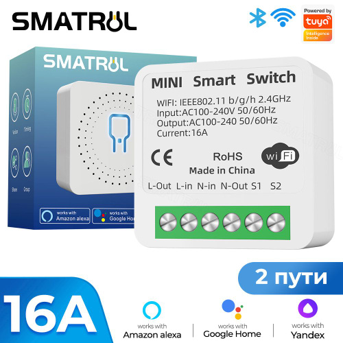 SMATRUL Мини переключатель WiFi реле Tuya WIFi mini Smart Switch 16A 2 ... SMATRUL Мини переключатель WiFi реле Tuya WIFi mini Smart Switch 16A 2 ...
