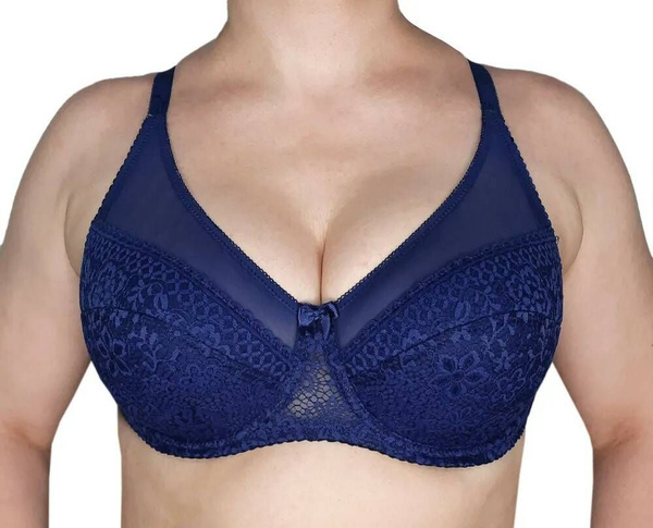 Бюстгальтер Женский Anfen классическая чашка, размер 90C синий Хлопок, Нейлон Вечерний ...