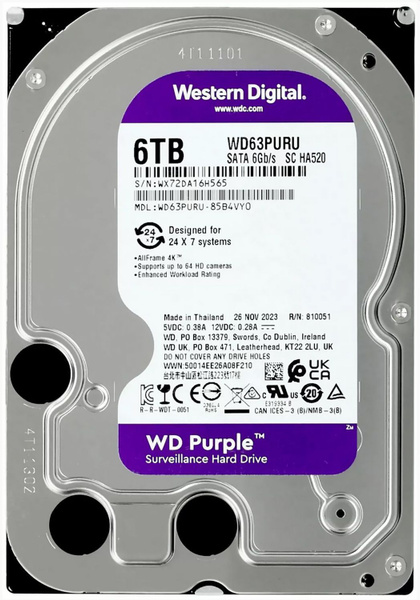 Western Digital Purple WD63PURU 6 ТБ HDD 3.5 SATA III, для ...