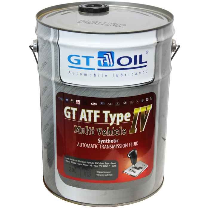 Масло трансмиссионное GT OIL ATF Type IV Multi Vehicle синтетика 20 л ...