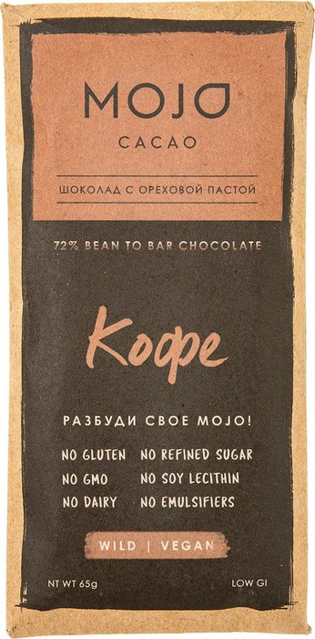 Шоколад Mojo Cacao Горький Кофе 72% 65г - купить с доставкой по ...