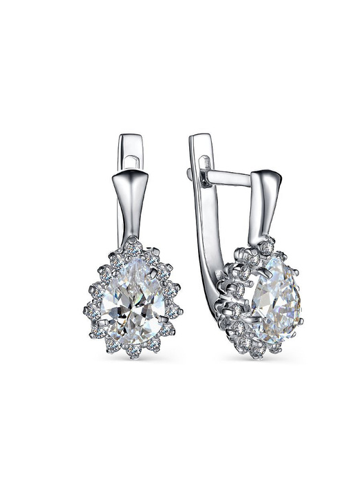 Серебряные серьги с Горным Хрусталем и фианитами английский замок купить с доставкой по