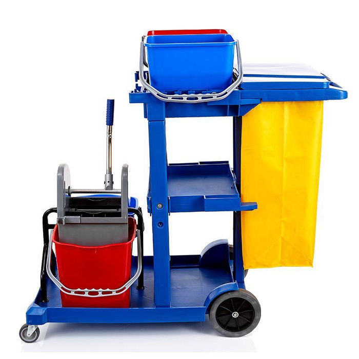 Многофункциональная тележка с ручным толкателем для уборки мусора ...
