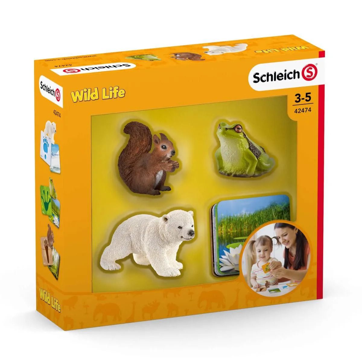 Schleich 42474 3 фигурки животных и Карточная игра Мир диких животных ...