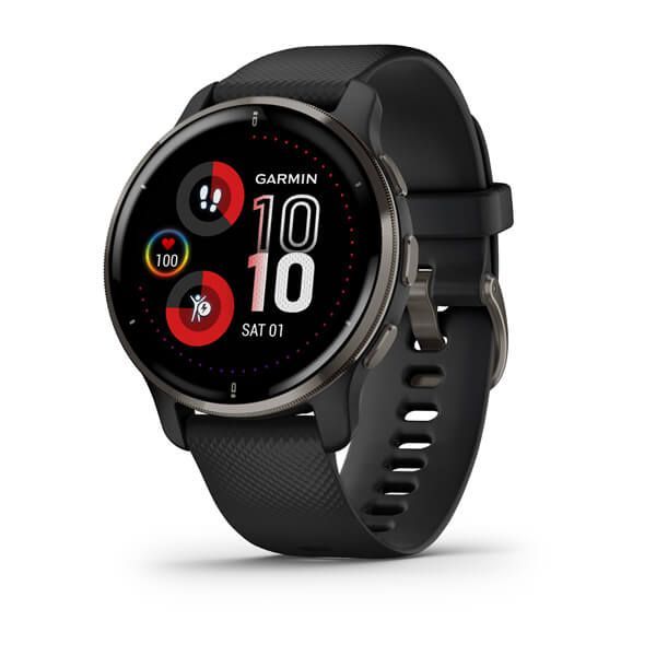 Часы Garmin VENU 2 Plus черные с серым безелем и силиконовым ремешком ...