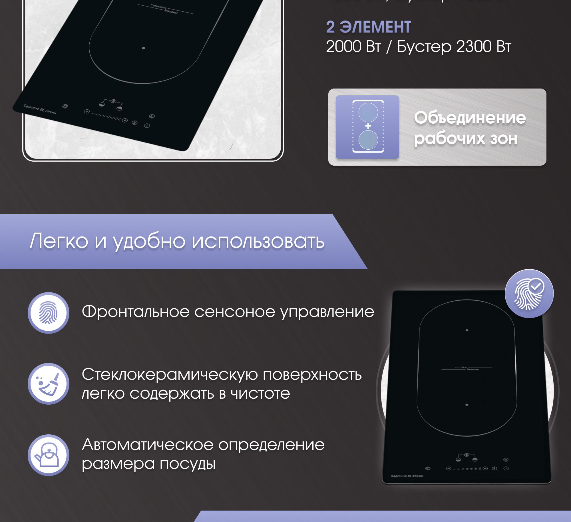 Встраиваемая индукционная стеклокерамическая варочная панель Zigmund ...
