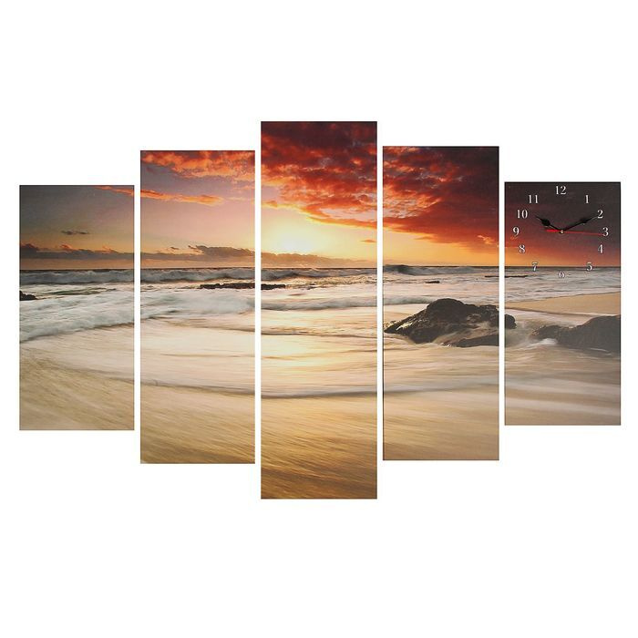 Часы настенные модульные Закат на море 80 х 140 см купить по низкой цене в интернет