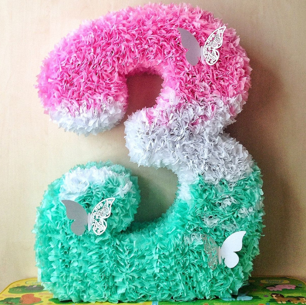 Объемная цифра три 3 на праздник, День Рождения, 65см купить по ...