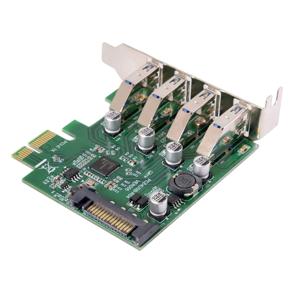 Низкопрофильная плата расширения PCI Express с 4 портами PCI-E и USB 3. ...