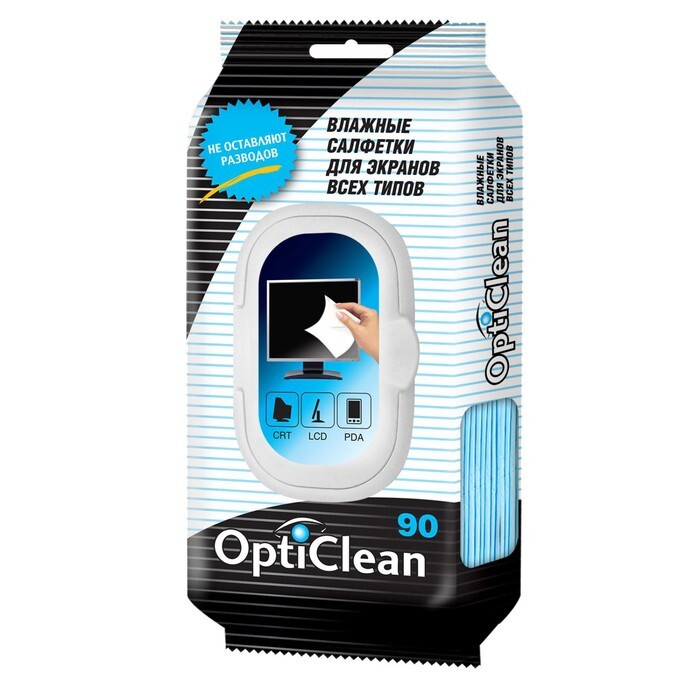 Влажные салфетки OptiClean, для экранов, 90 шт - купить с доставкой по ...