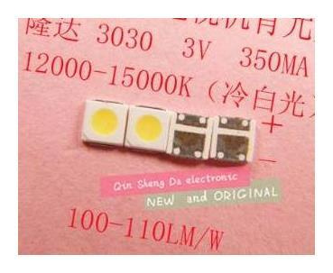 50шт smd LED 3030 3в(-) для TV 1вт холодный белый 100-110LM чип ...