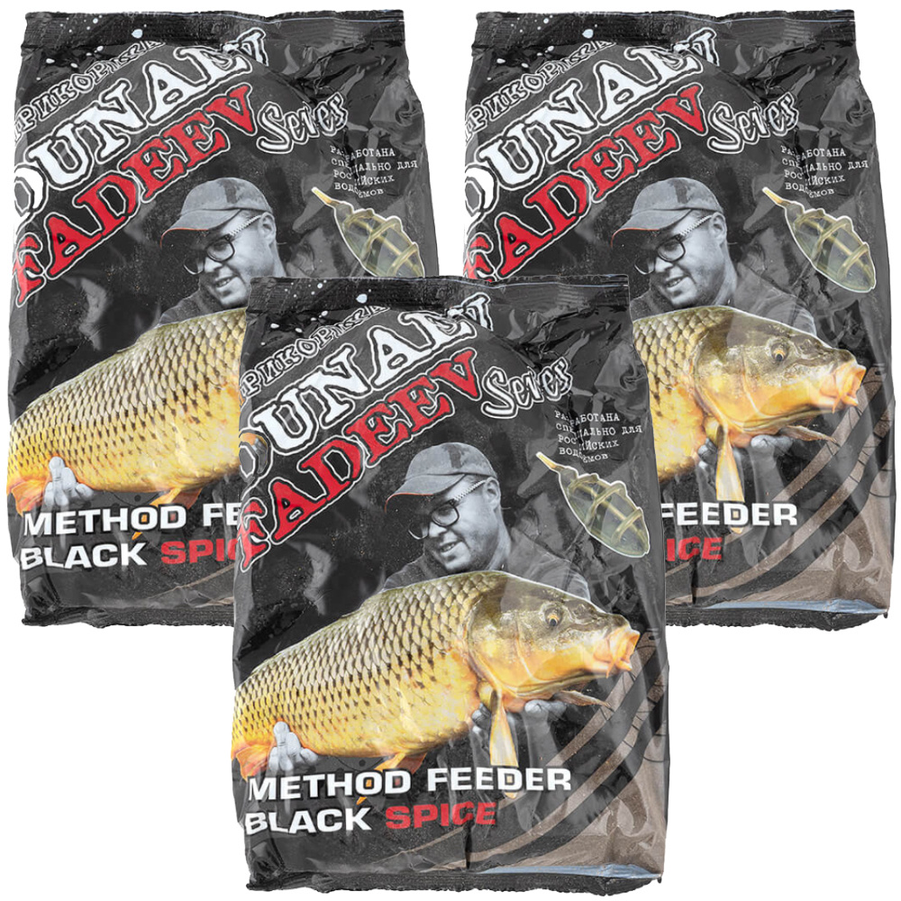 Прикормка DUNAEV-FADEEV Method Feeder Black Spice (Специи Чёрная) (3 упаковки/ 3 кг) - купить с ...