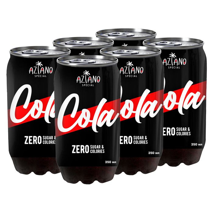 Газированный напиток Aziano Cola Zero со вкусом колы (без сахара), 350 ...