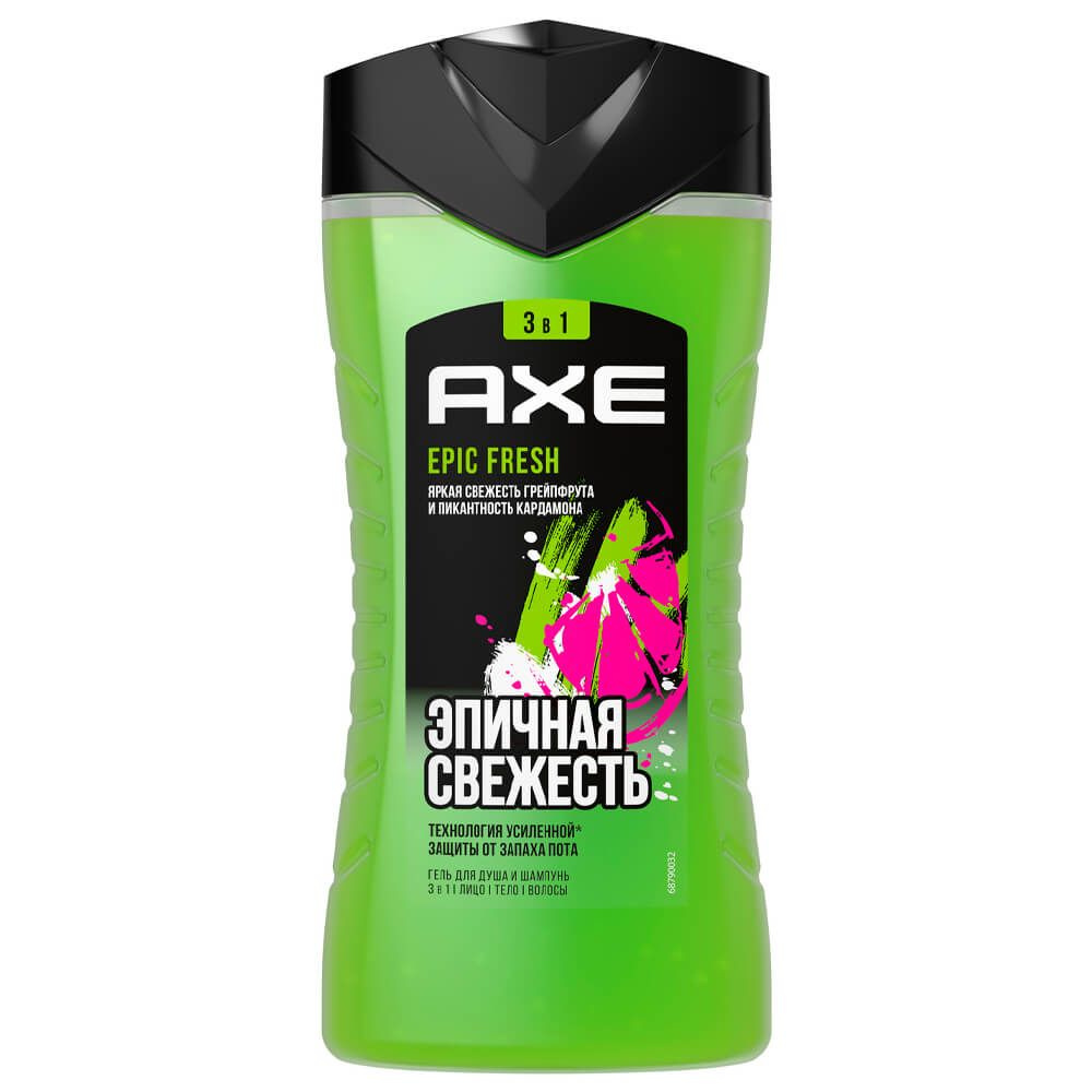 Axe Гель-шампунь для душа 3 в 1, Epic Fresh, c пребиотиками, 100 мл ...