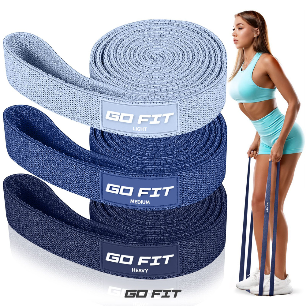 Тканевые фитнес-резинки GO FIT Long Loops, спортивные резинки, длинные ...