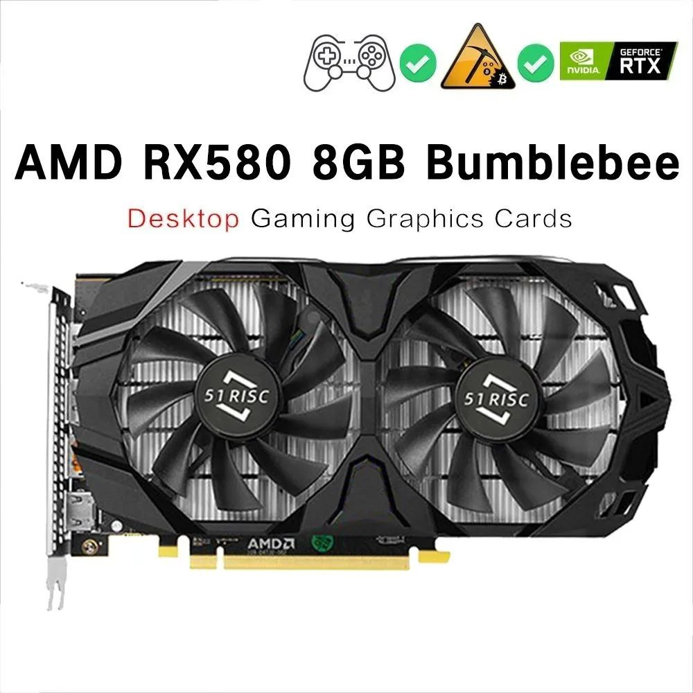 Видеокарта 51RISC Radeon RX 580, 8 ГБ DDR5, DDR5 - купить по низким ...