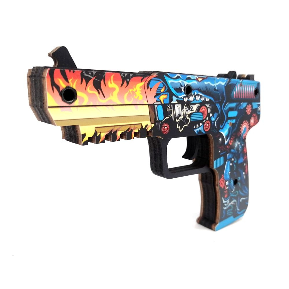 Деревянный пистолет Файв Севен Кибер-Акула (резинкострел) Mod.2 EcoToys ...